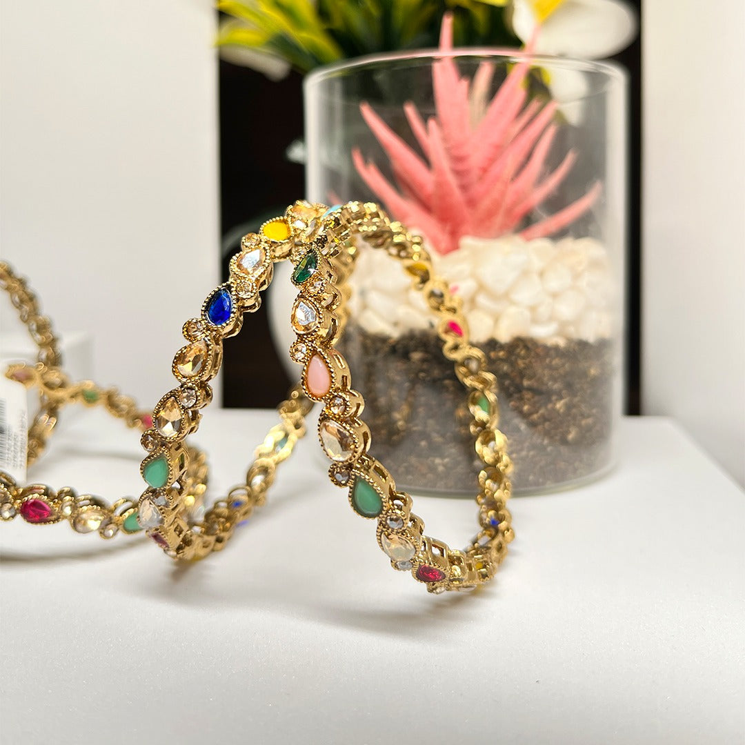 Traditional Multi Stone Bangles Gold Plate – RCM APPARELS PRIVATE LIMITED